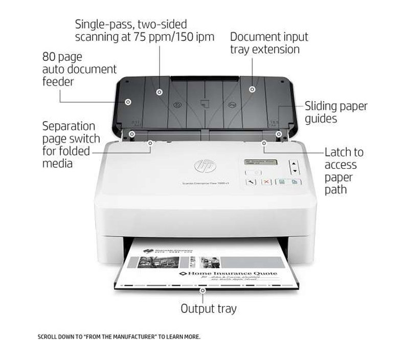 Document Scanners HP ScanJet Enterprise Flow 7000 s3 Sheet-feed Scanner ...